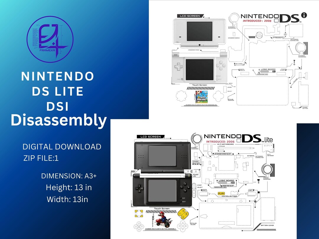 Disassemble DS Lite, Dsi, Template PDF Download, Teardown - Etsy
