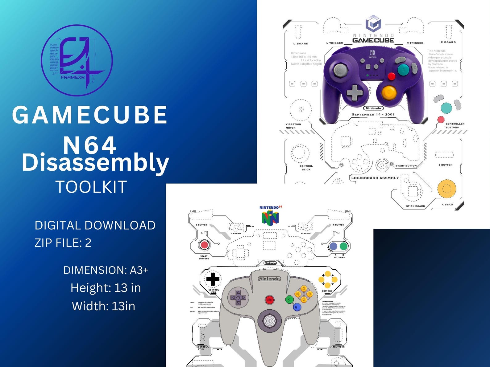 Disassemble N64, Gamecube Controller, Template PDF Download, Teardown ...