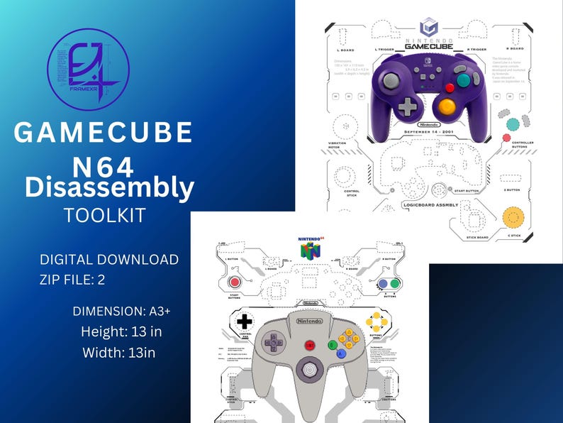 Disassemble N64, Gamecube Controller, Template PDF Download, Teardown ...