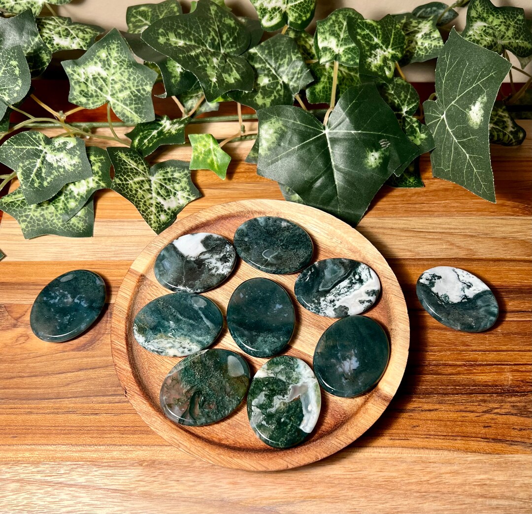 Moss Agate Worry Stone may Have Natural Pits and Holes - Etsy