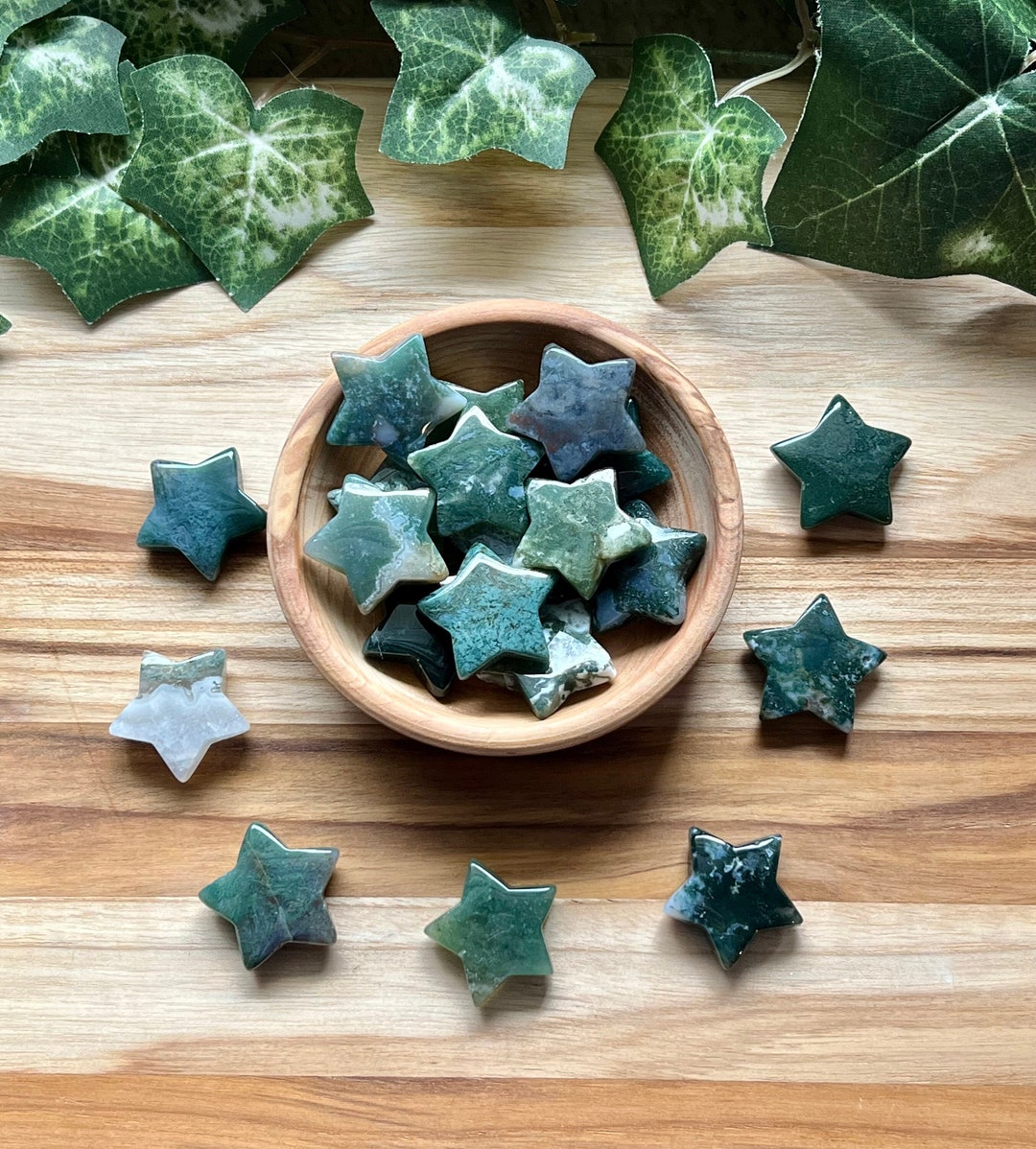 Mini Moss Agate Star with Natural Pits and Holes - Etsy