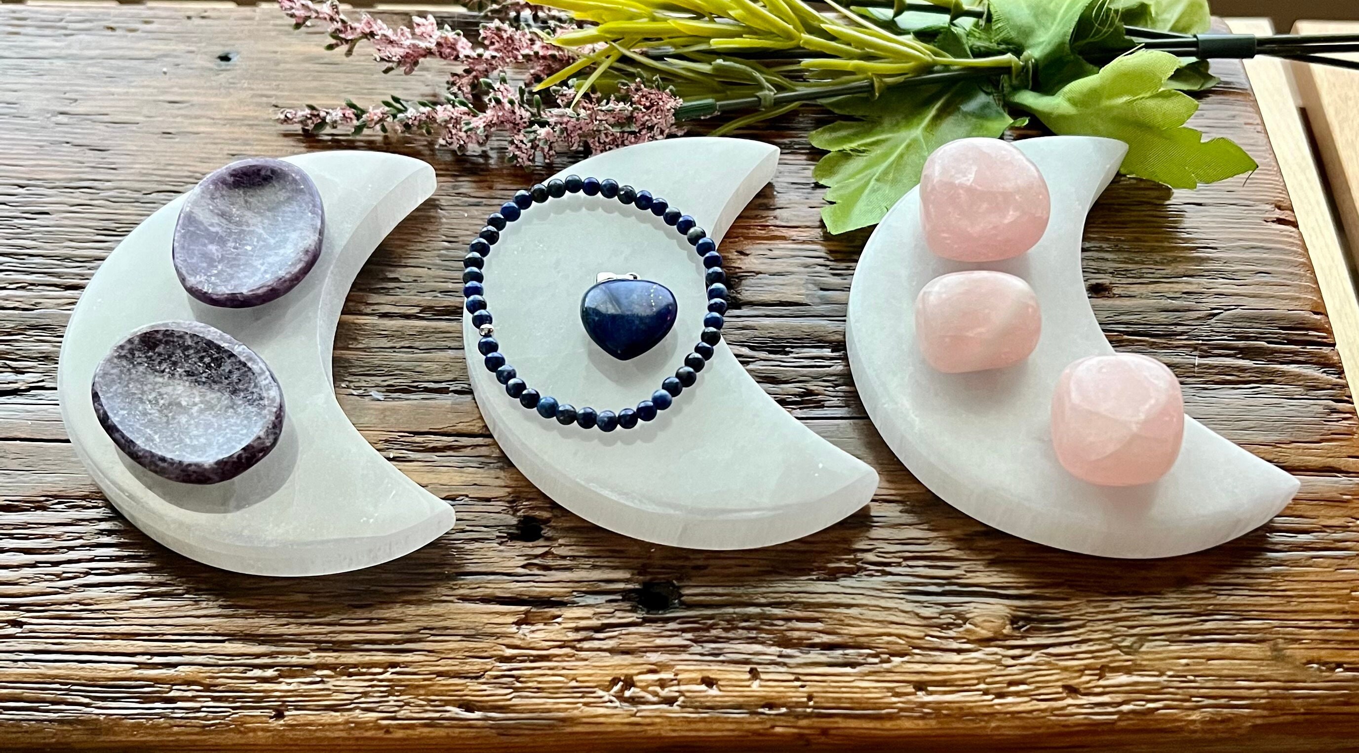 Selenite Crescent Moon Slice/charging Plate - Etsy
