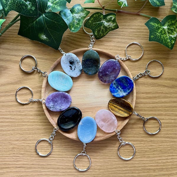 Gemstone Keychain - Etsy