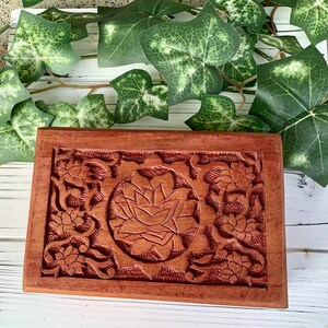 Carved Wood Lotus Storage Box (4"x 6") - Etsy