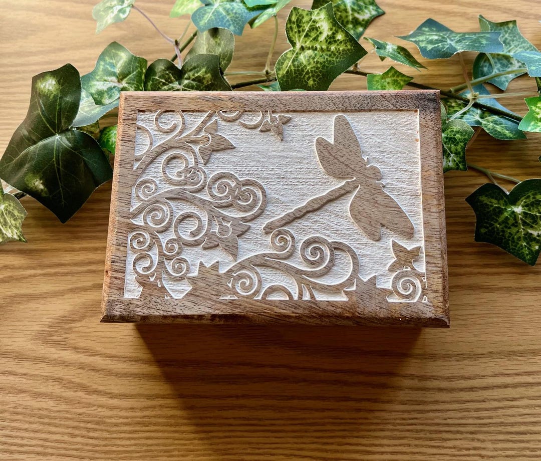 Mango Wood Dragonfly Storage Box -5" X 7" - Etsy