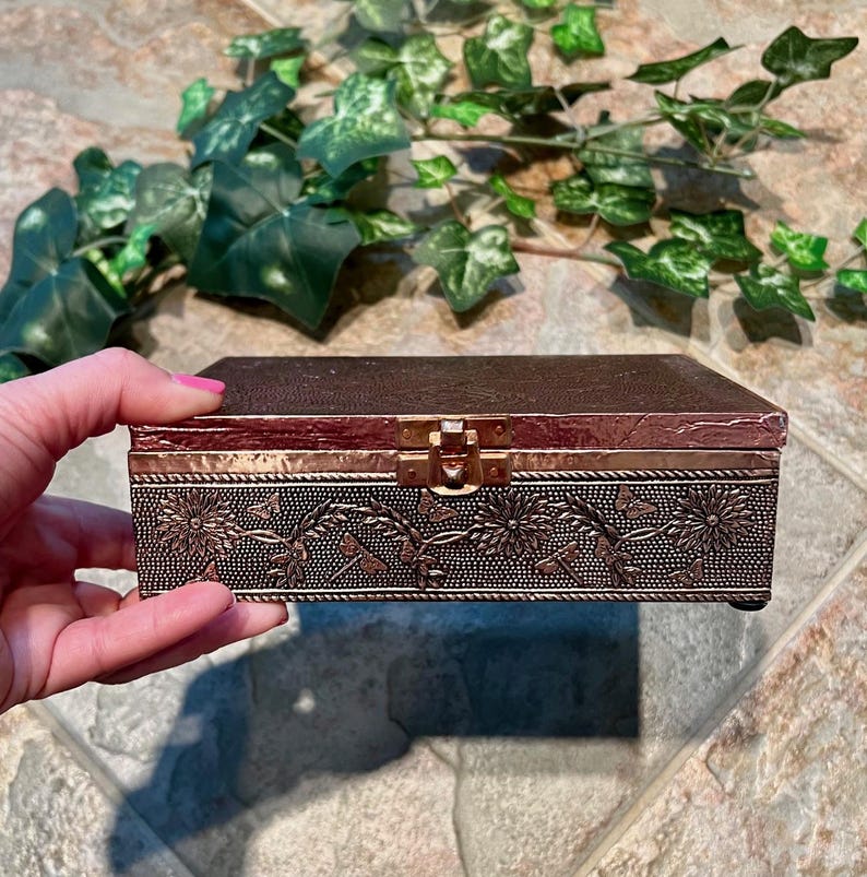 Silver Metal or Copper Plated Velvet Lined Tree of Life Storage Box - 5 ...