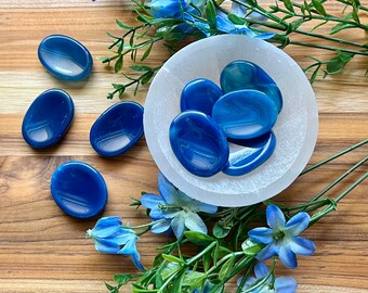 BLUE ONYX Worry Stone Natural Stone Hand Carved Gemstone Worry Stone - Etsy