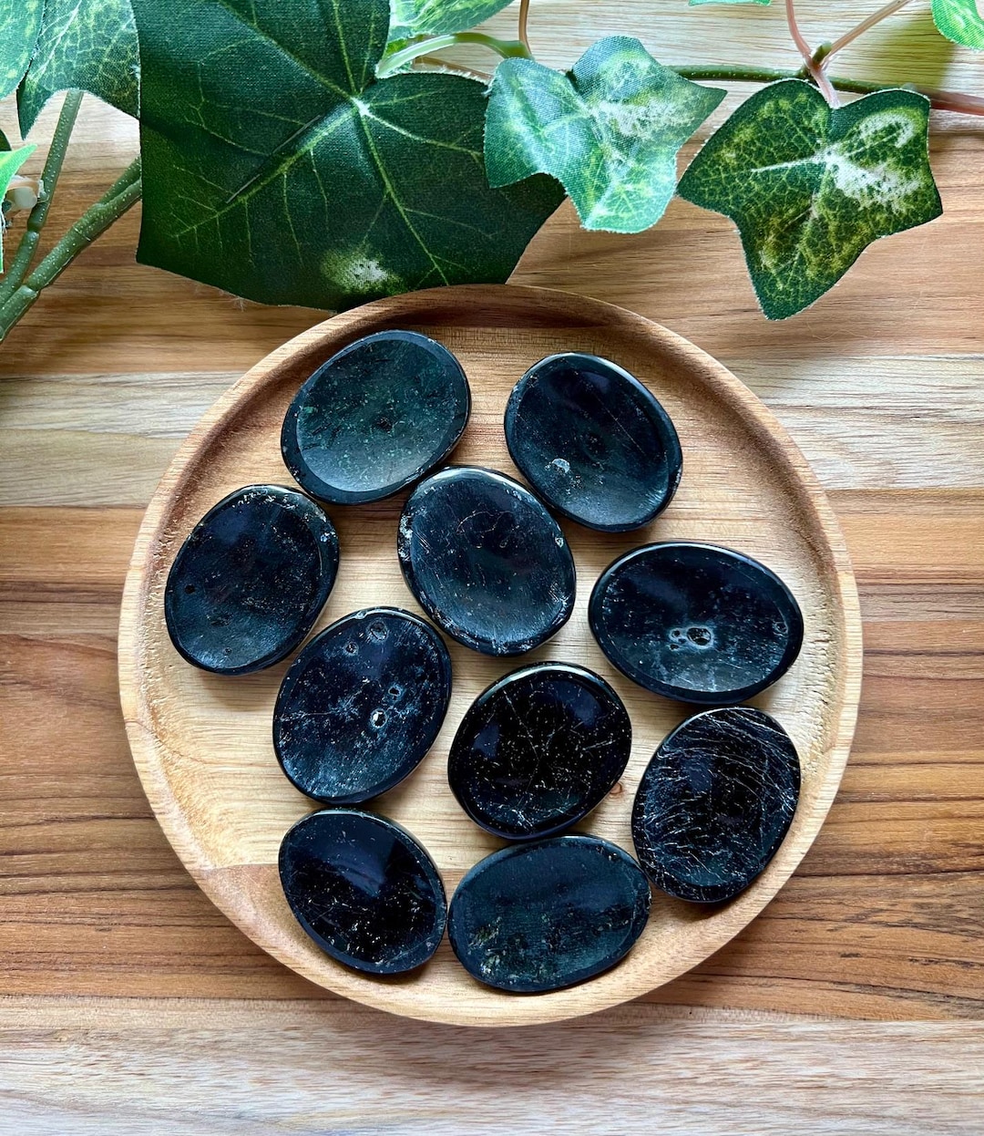 Black Tourmaline Worry Stone With Natural Cracks, Pits, Inclusions and ...