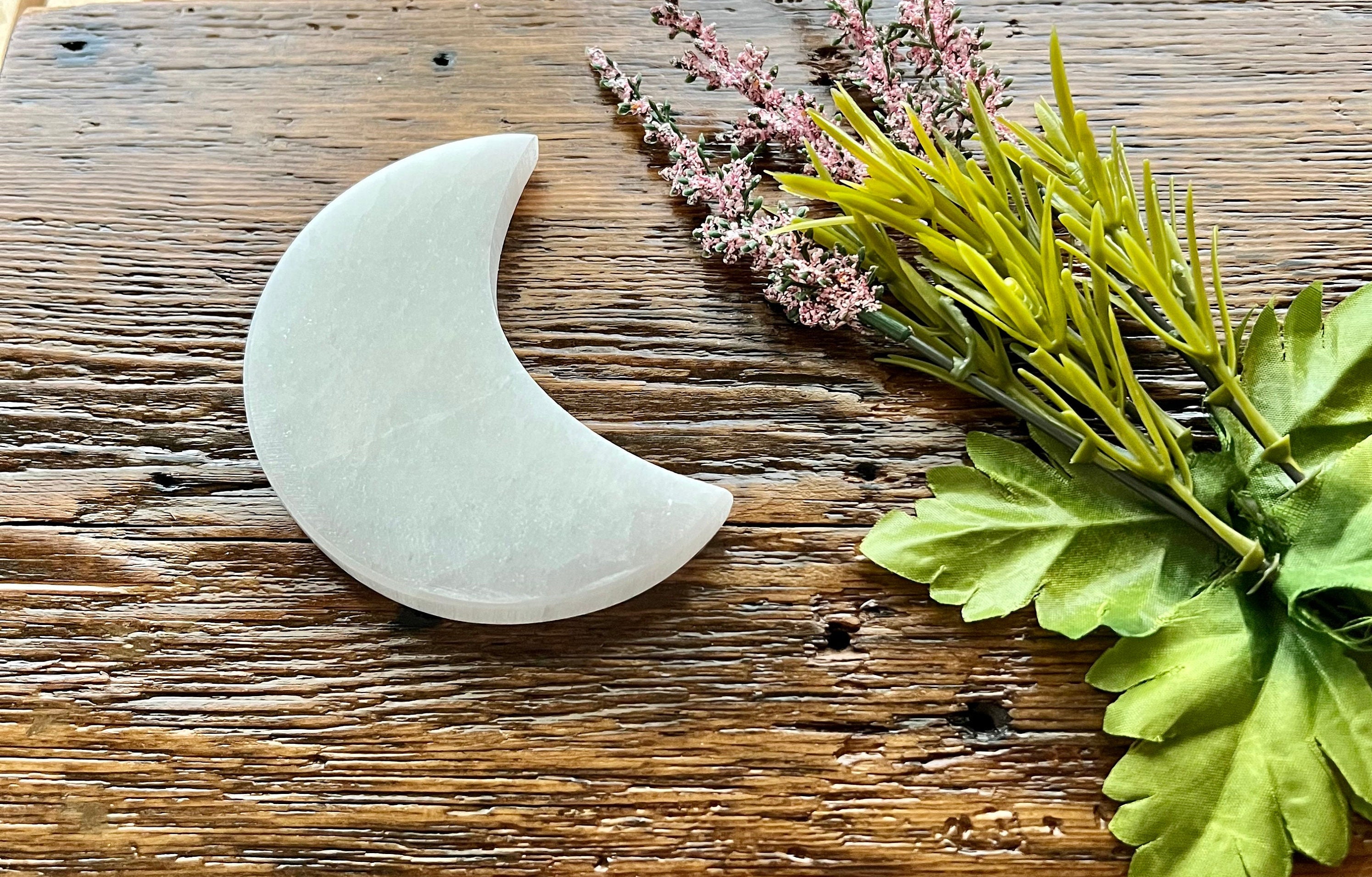 Selenite Crescent Moon Slice/charging Plate - Etsy