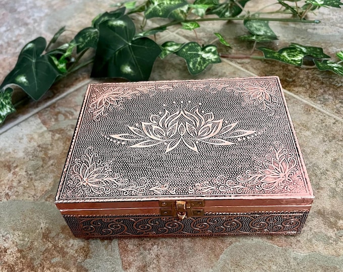 Copper Plated Velvet Lined Lotus Storage Box - 5" X 7" - Etsy