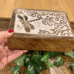 Carved Wood Dragonfly Storage Box - Etsy
