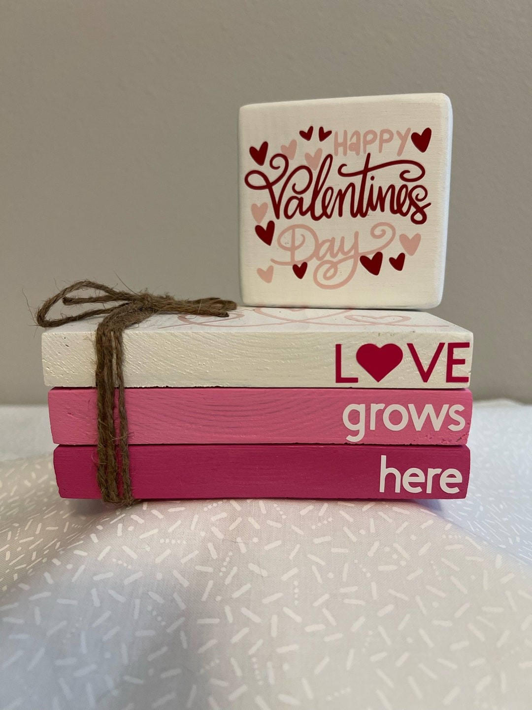 Love Grows Here - Valentine’s Day - Custom Stacked Wooden Decor ...