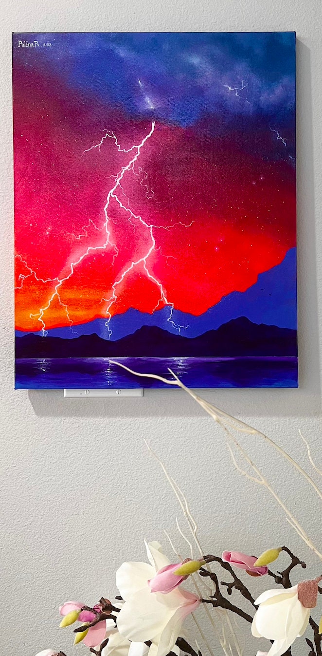 Lightning Strike 16in X 20in Painting - Etsy
