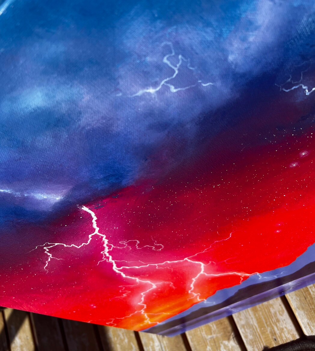 Lightning Strike 16in X 20in Painting - Etsy