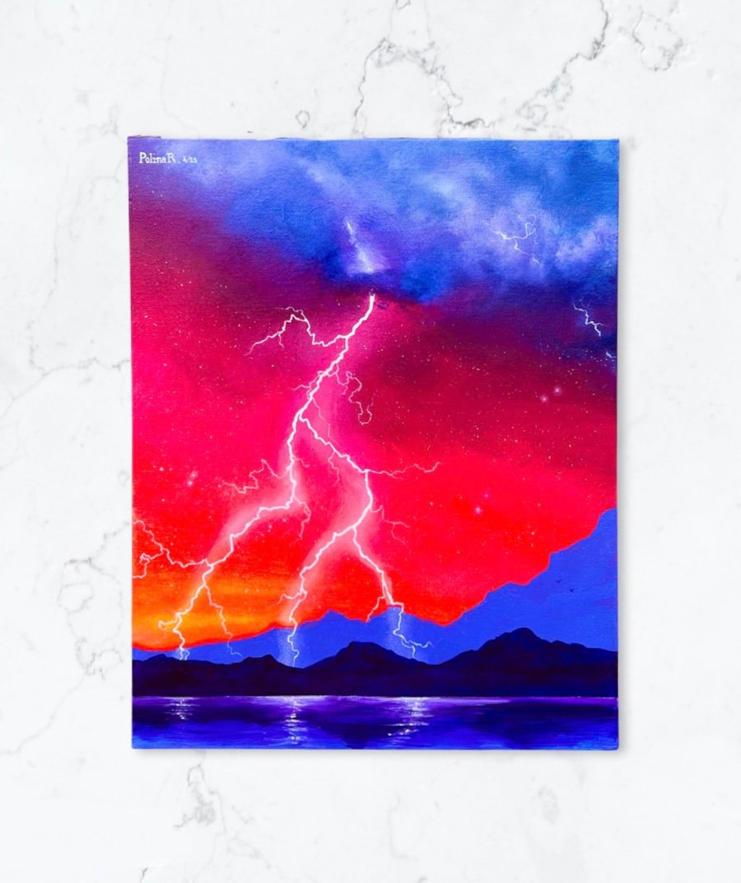 Lightning Strike (16in X 20in) Painting - Etsy