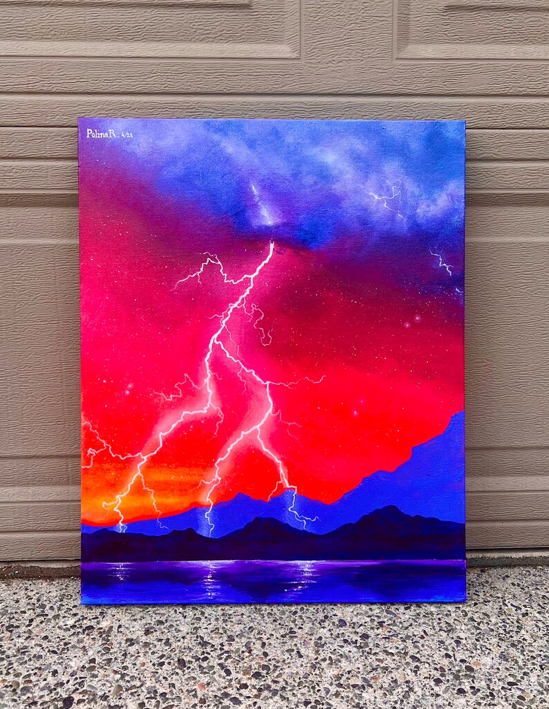 Lightning Strike (16in X 20in) Painting - Etsy