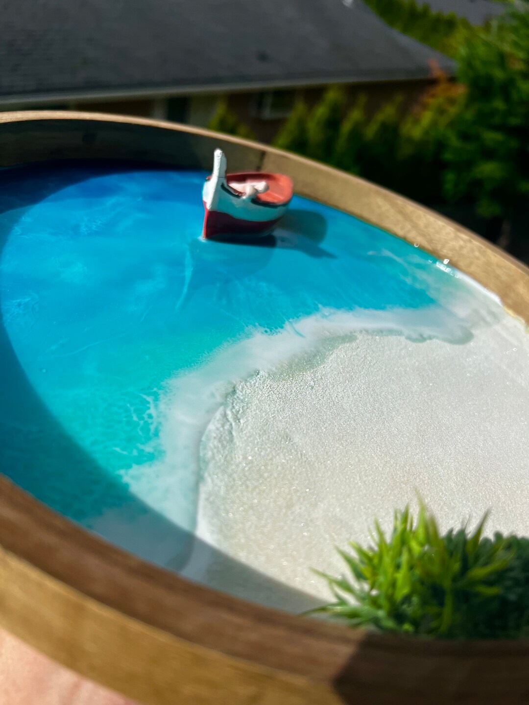 Circular Resin Scene With a Boat (12 X 12) - Etsy