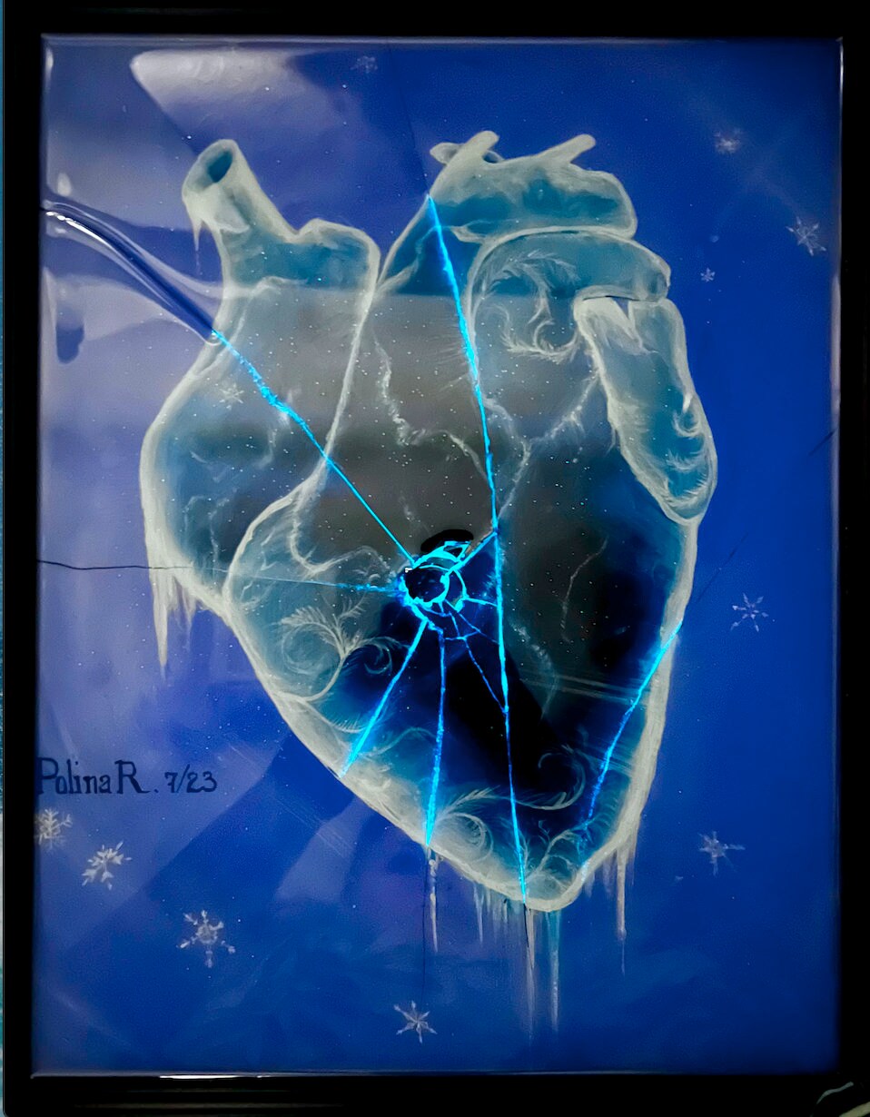 14.5 X 12 in a Painting of a Frozen Heart Called "frozen" - Etsy