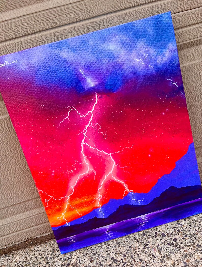 Lightning Strike 16in X 20in Painting - Etsy