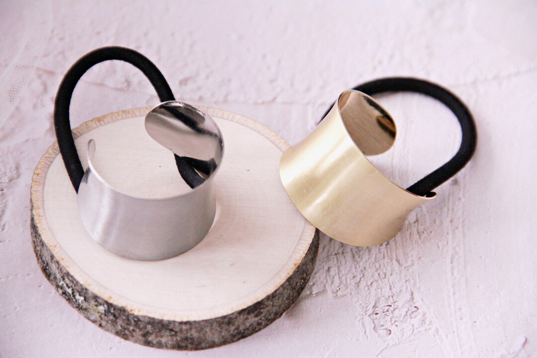 Metal Ponytail Holder| Minimalist Hair Holder| Gold Silver Ponytail ...