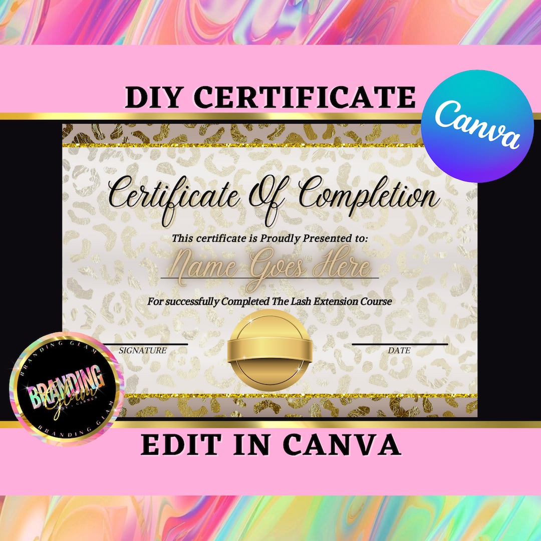 Canva DIY Certificate Certificate of Completion Certificate - Etsy