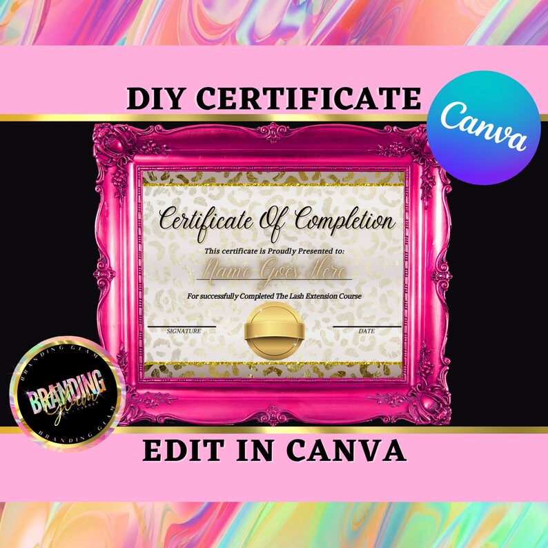 Canva DIY Certificate Certificate of Completion Certificate - Etsy