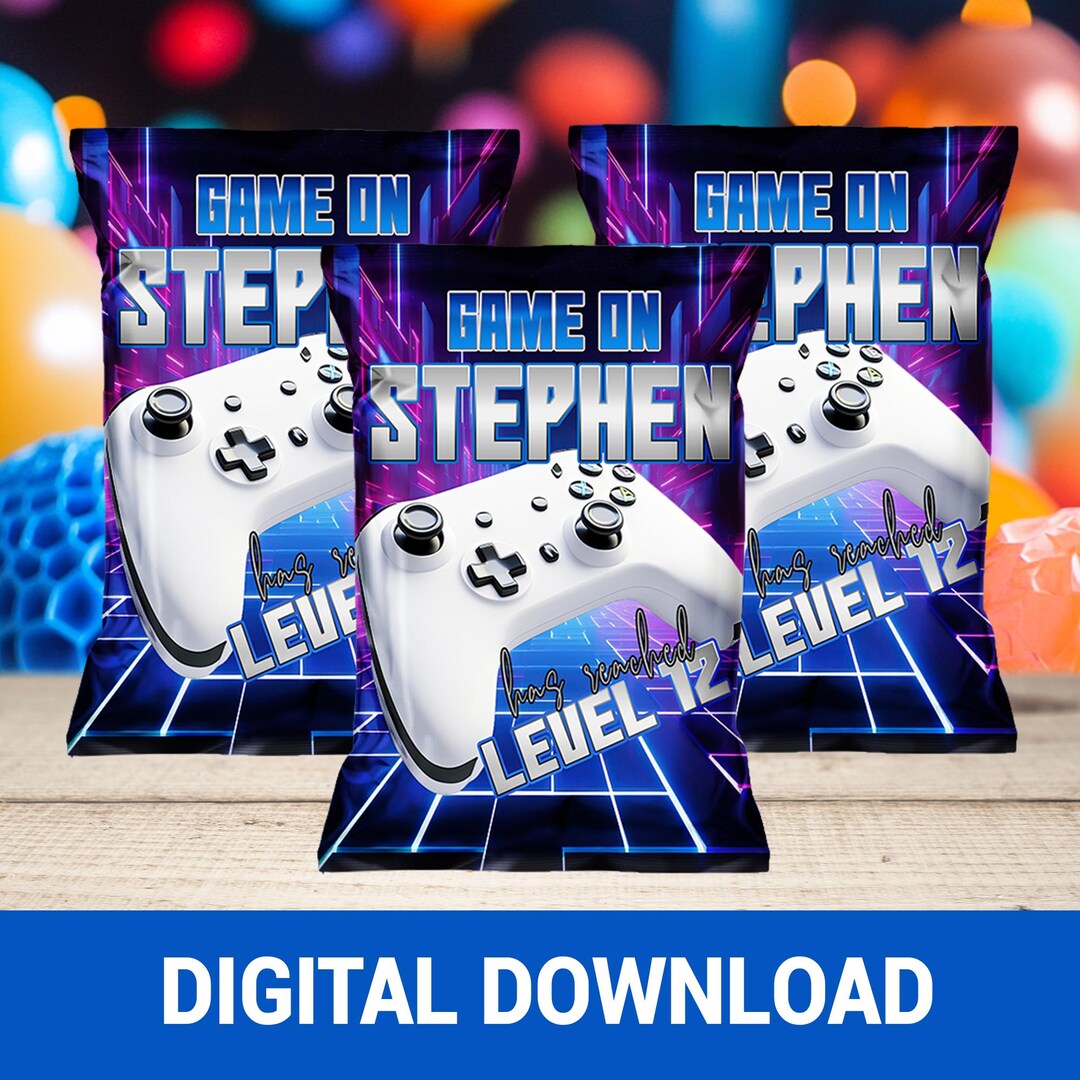 Power Up! Video Game Chip Bag | Fun Gamer Chip Bag Birthday Favor ...