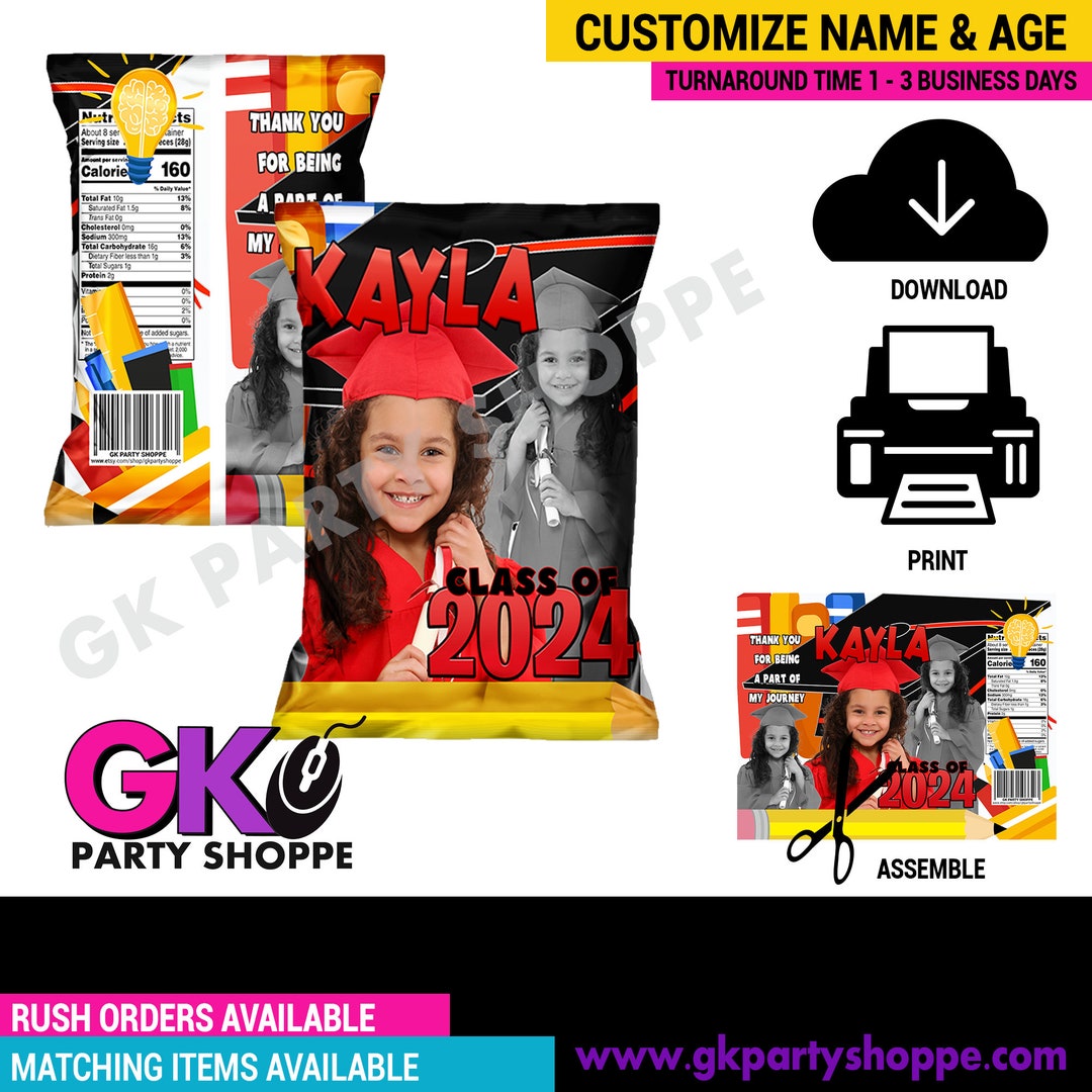Chip Bag Wrapper Graduation Chip Bag Party Treat Adorable Chip Bag ...