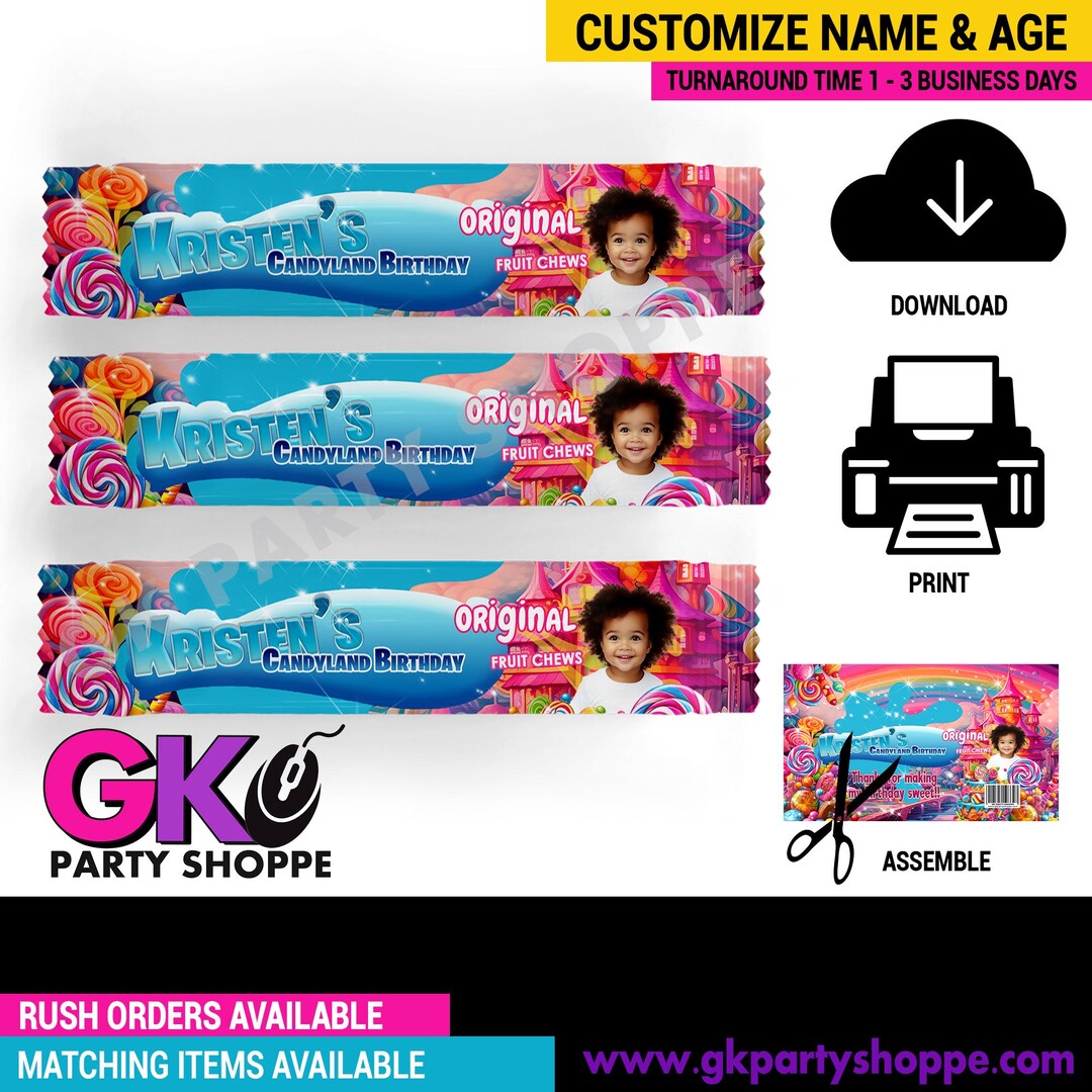 Fruit Burst Chew Candy Wrapper Candyland Fruit Burst Chew Party Treat ...