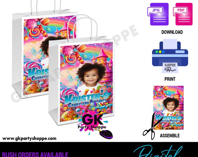 Custom Candyland Party Favor Gift Bags Personalized - Etsy