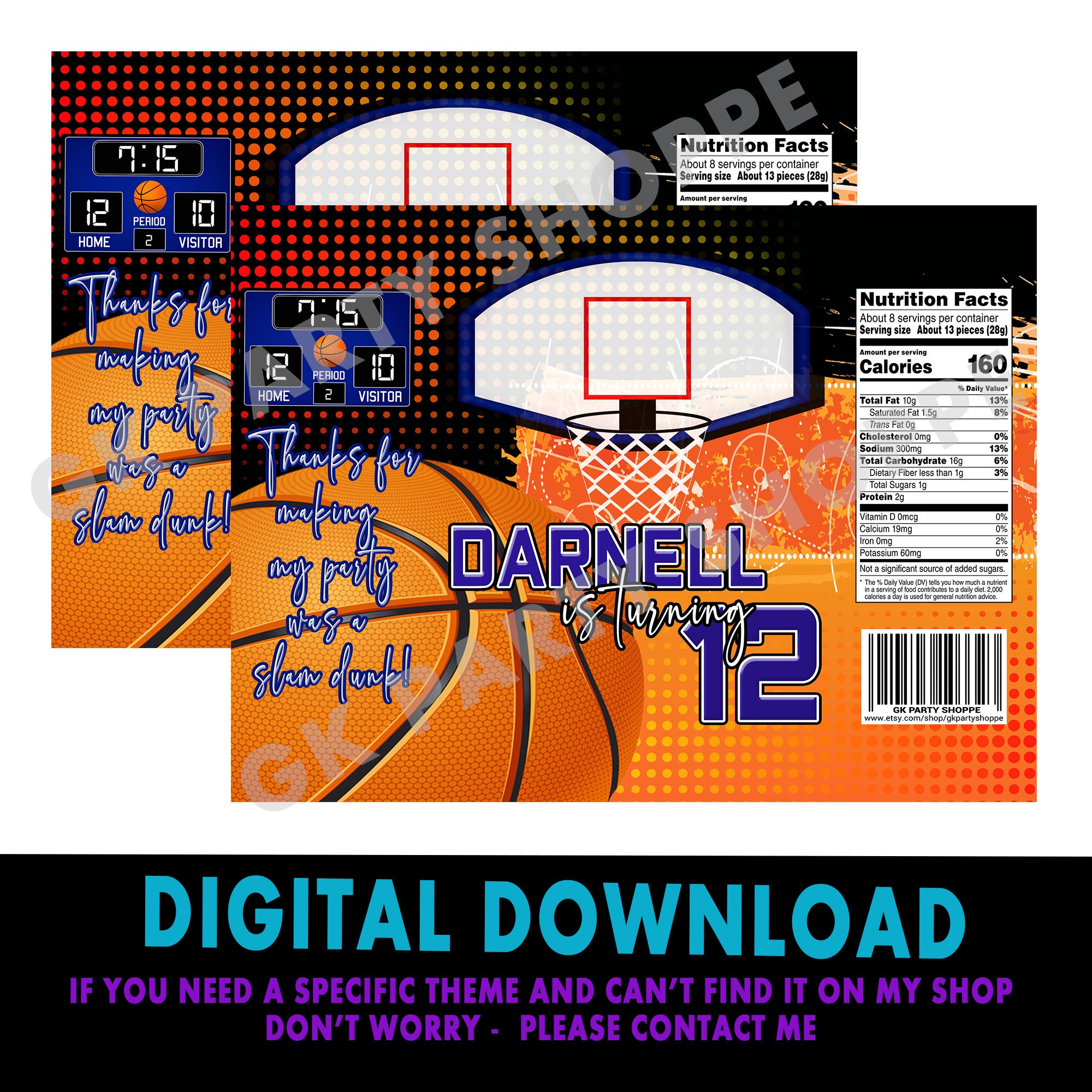 Chip Bag Wrapper Basketball Chip Bag Party Treat Adorable Chip Bag ...