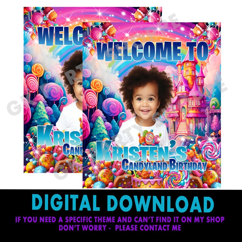 Welcome Sign Candyland Birthday Sign Adorable Birthday Sign Digital ...