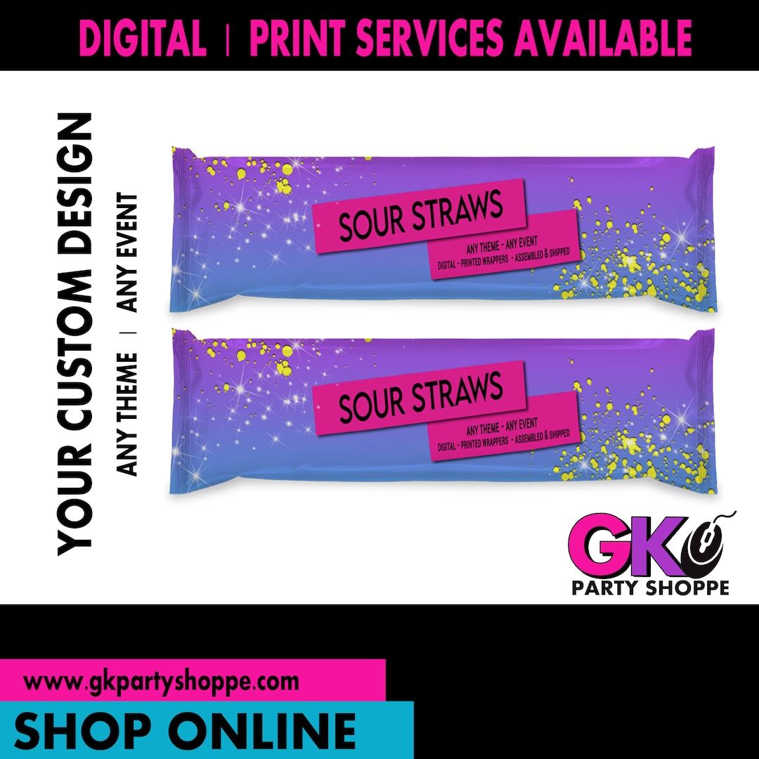 Custom Sour Straws Wrapper Custom Design Sour Straws ANY Theme Any ...