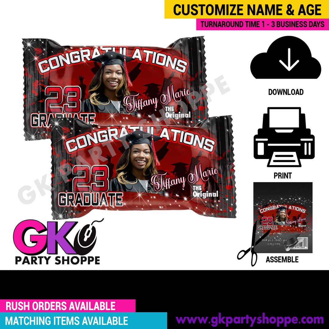 Crispy Rice Treat Wrapper Graduation Party Treat Adorable Crispy Rice ...