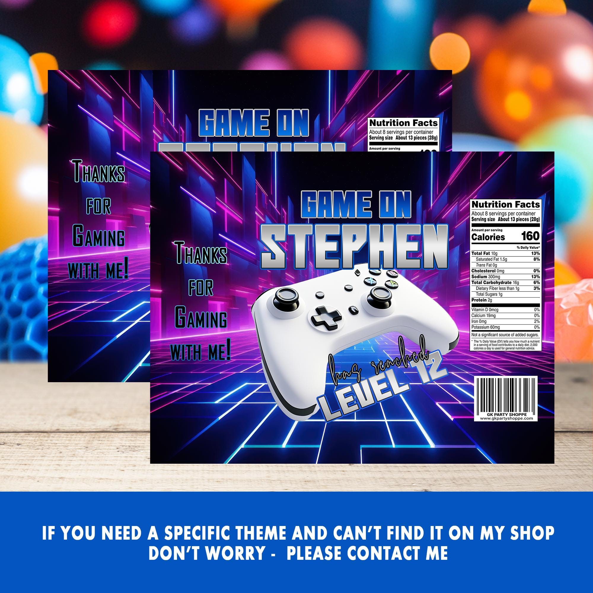 Power Up! Video Game Chip Bag | Fun Gamer Chip Bag Birthday Favor ...