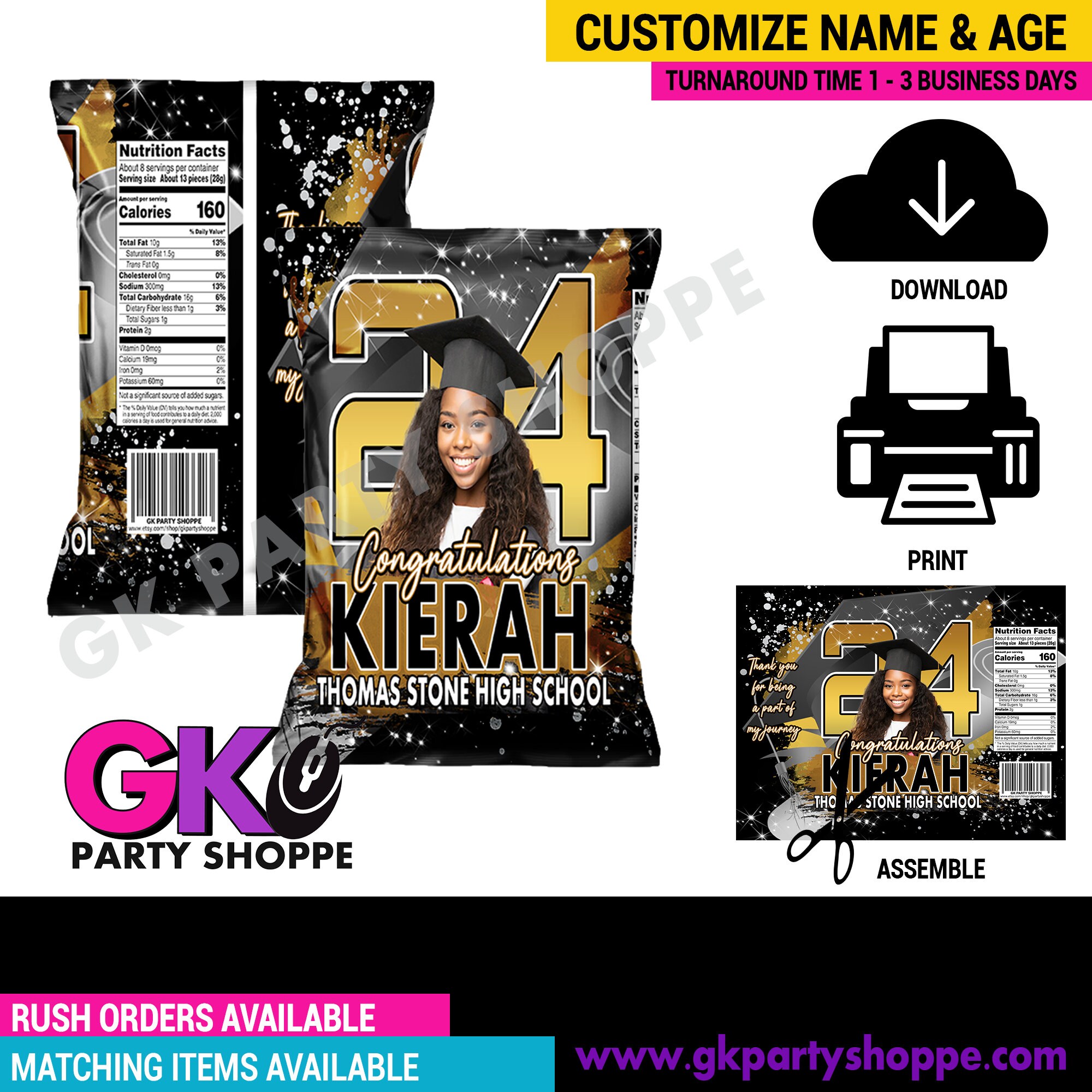 Chip Bag Wrapper Graduation Chip Bag Party Treat Adorable Chip Bag ...