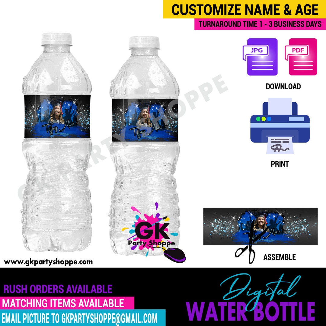Water Bottle Wrapper Graduation Water Bottle Party Treat Adorable Water ...