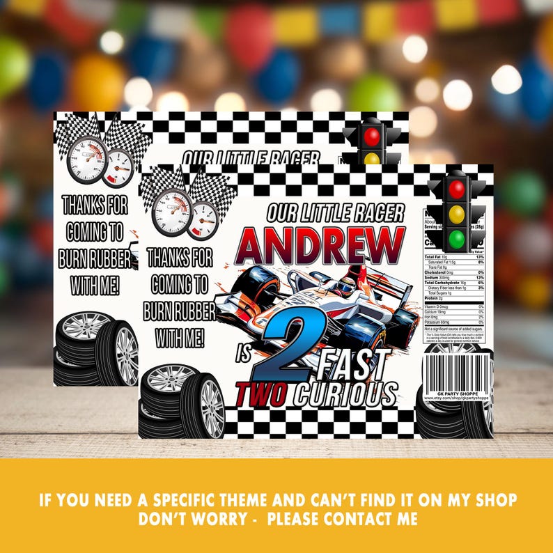 Fast Lane Fun! Race Car Party | 2 Fast 2 Curious Chip Bag | Fun 2nd ...