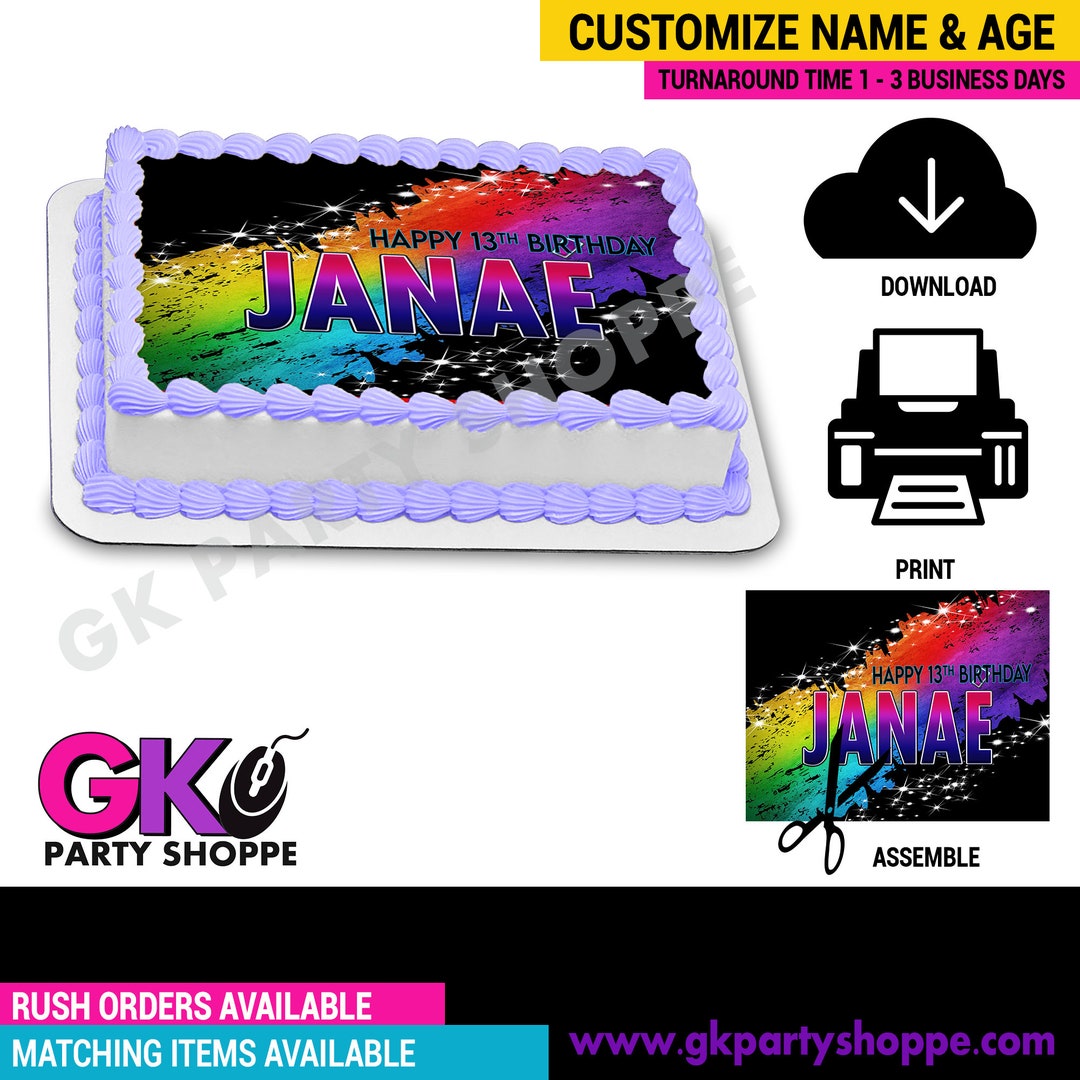 Edible Cake Frosting Sheet 13th Birthday Theme Frosting Sheets Half and ...