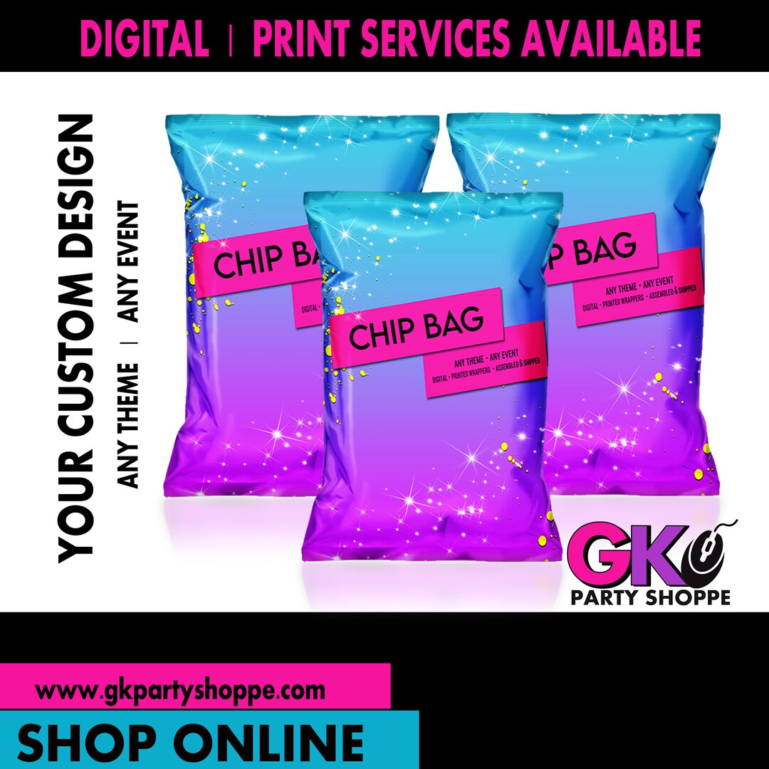 Custom Chip Bag Wrapper | Personalized Chip Bag Design | " ANY Theme ...