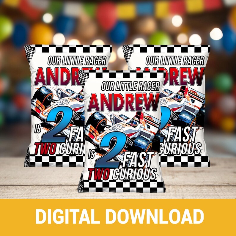 Fast Lane Fun! Race Car Party | 2 Fast 2 Curious Chip Bag | Fun 2nd ...