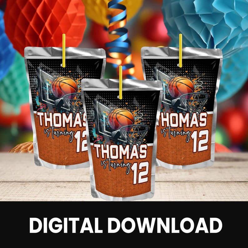 Basketball Juice Pouch Label | Printable Birthday Party Favor - Etsy
