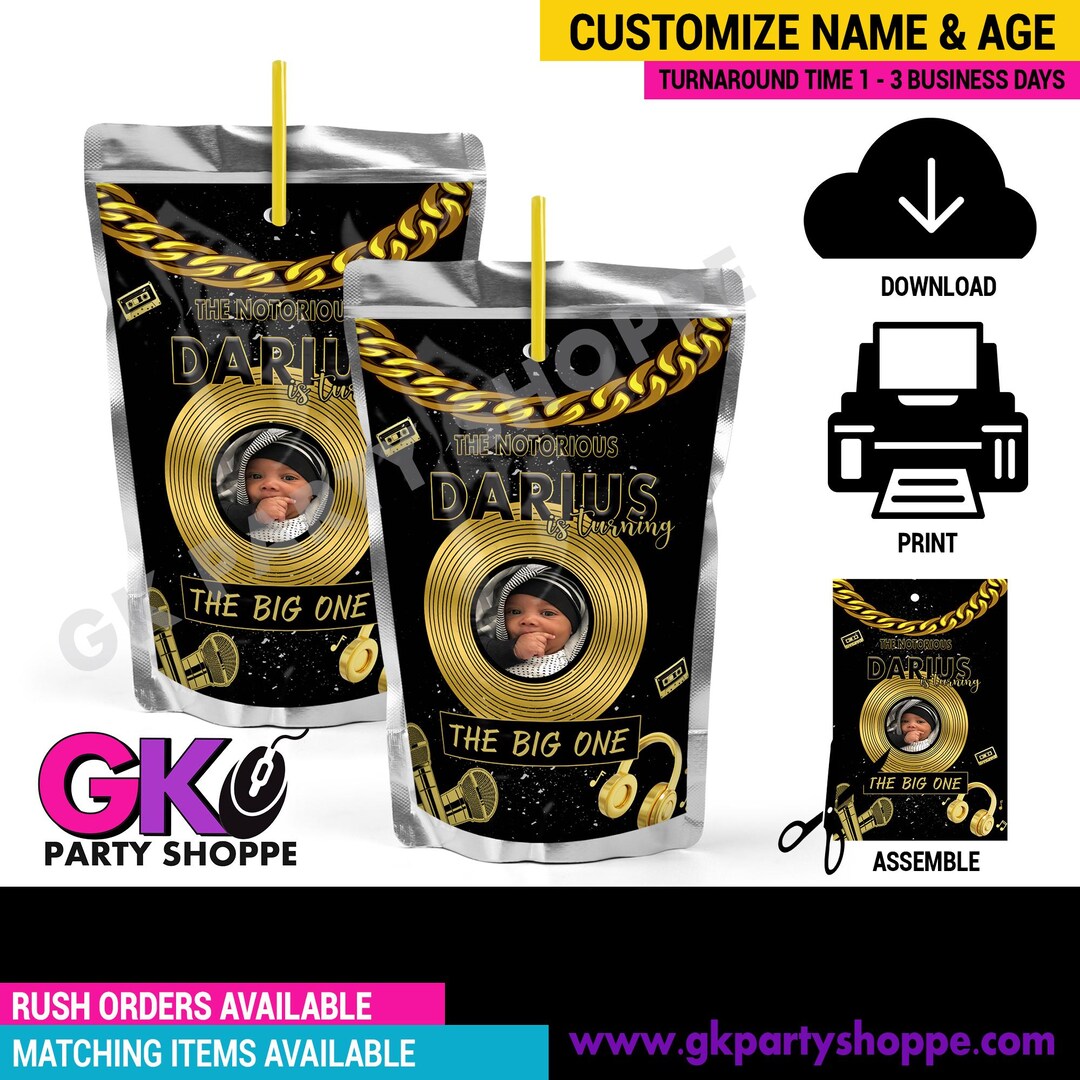 Juice Pouch Label Notorious One Party Juice Pouch Favor Adorable Juice ...