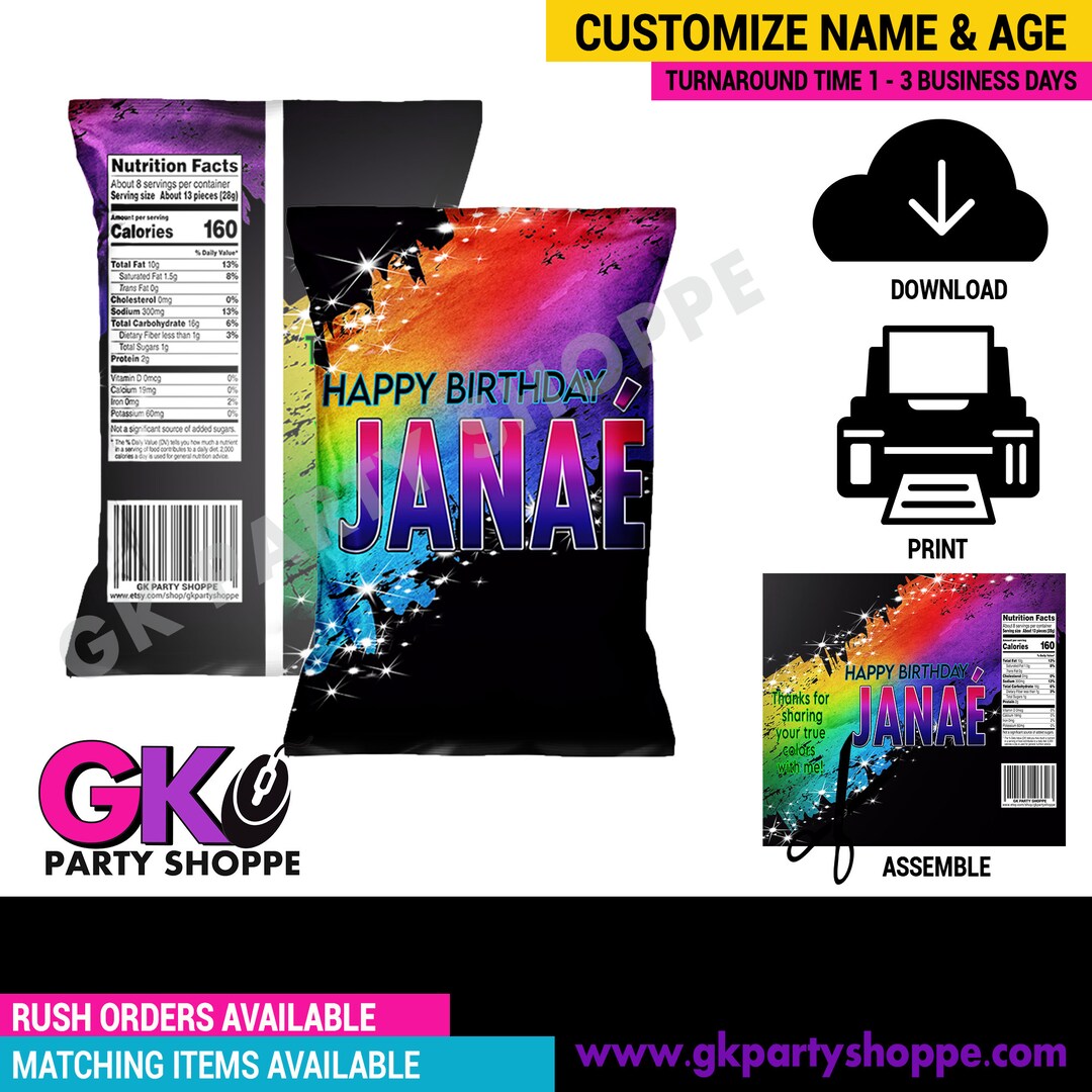 Chip Bag Wrapper 13th Birthday Chip Bag Party Treat Adorable Chip Bag ...