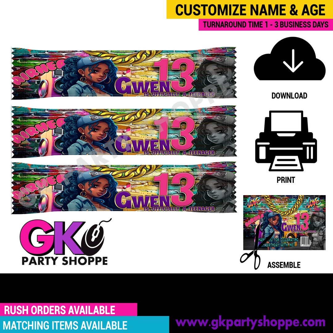 Taffy Candy Wrapper 13th Birthday Taffy Candy Party Treat Adorable ...