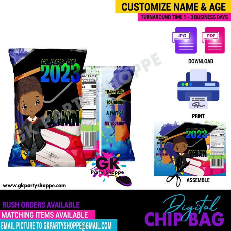 Chip Bag Wrapper Graduation Chip Bag Party Treat Adorable - Etsy
