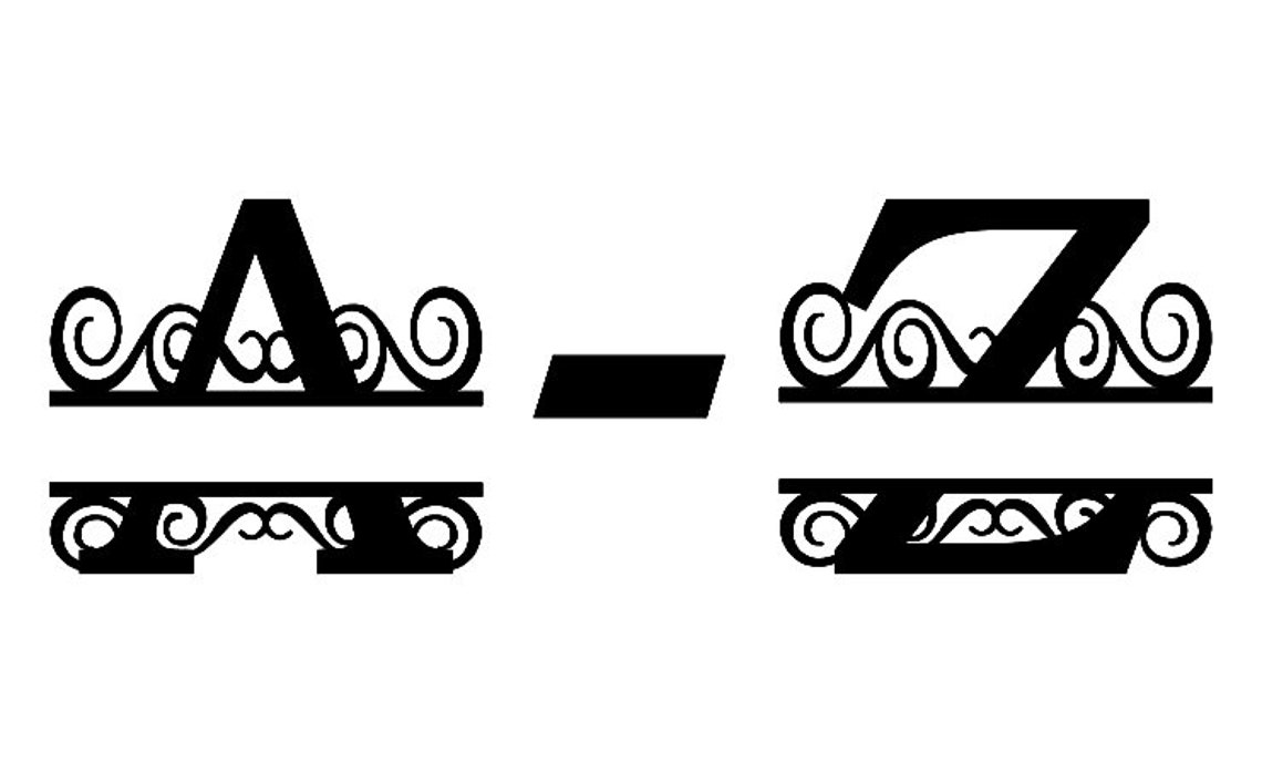 Split Monogram Alphabet, Split Letters A-Z, SVG DXF AI Lightburn ...