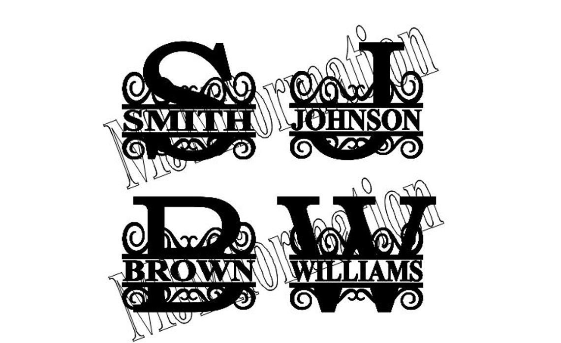 Split Monogram Alphabet, Split Letters A-Z, SVG DXF AI Lightburn ...