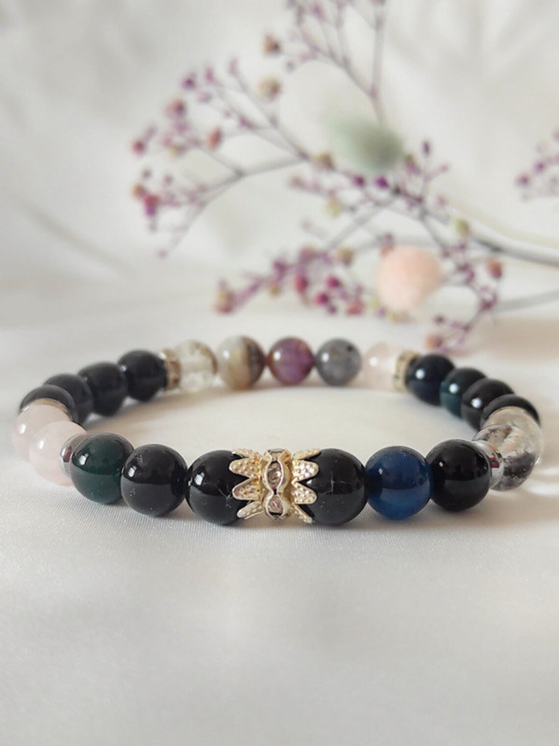 Taurus Astrology Bracelet, Phantom Quartz, Iolite, Girasol, Zodiac ...