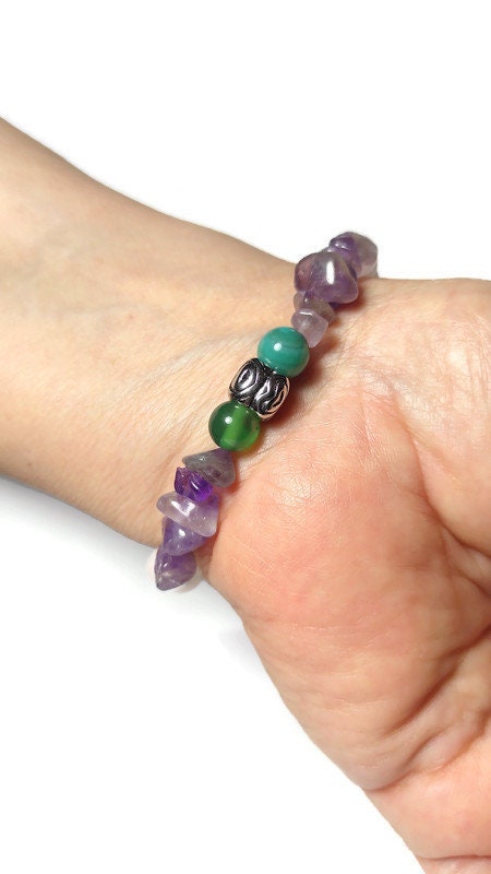 Health & Healing Natural Stone Bracelet, agate-amethyst-tiger Eye-pink ...